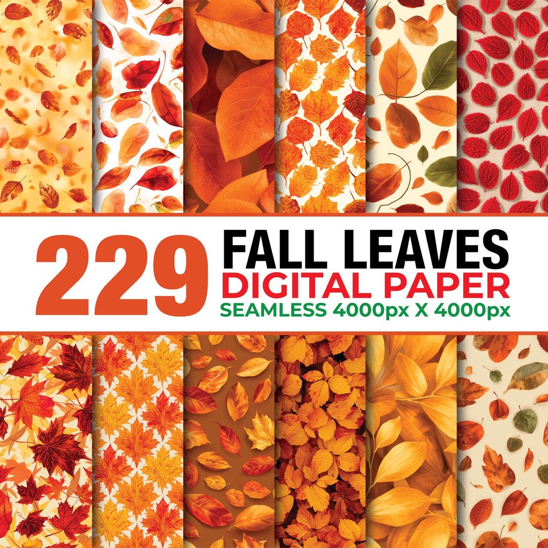 229 Autumn Leaves Seamless Digital Paper, Fall Leaves Digital Paper ...