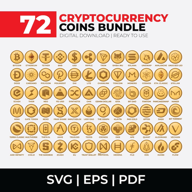 72 Cryptocurrency Logos SVG Bundle, Crypto Coin Clipart, Crypto Logo ...