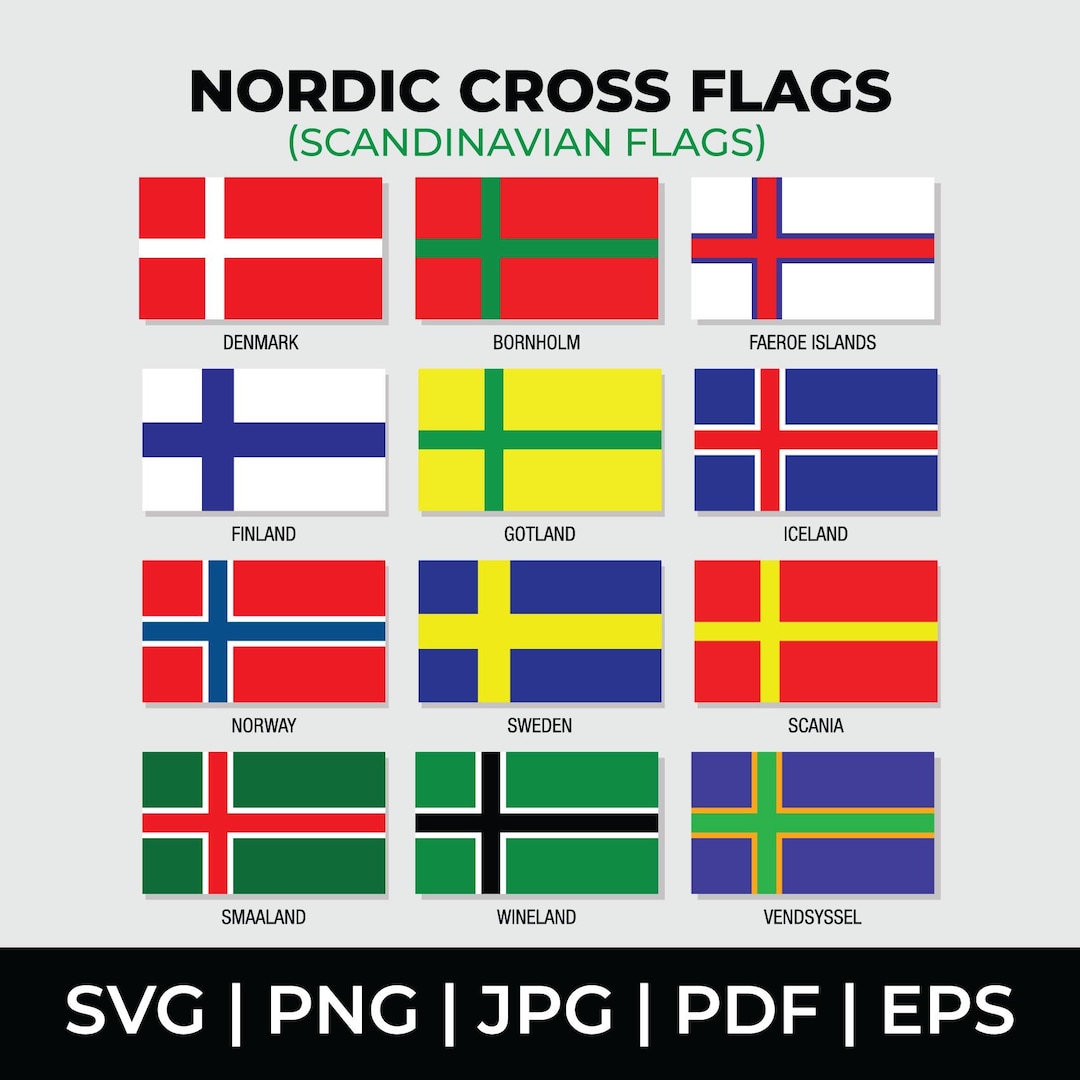 Scandinavian Flags SVG Bundle, Nordic Country Flag Set, Flags of ...