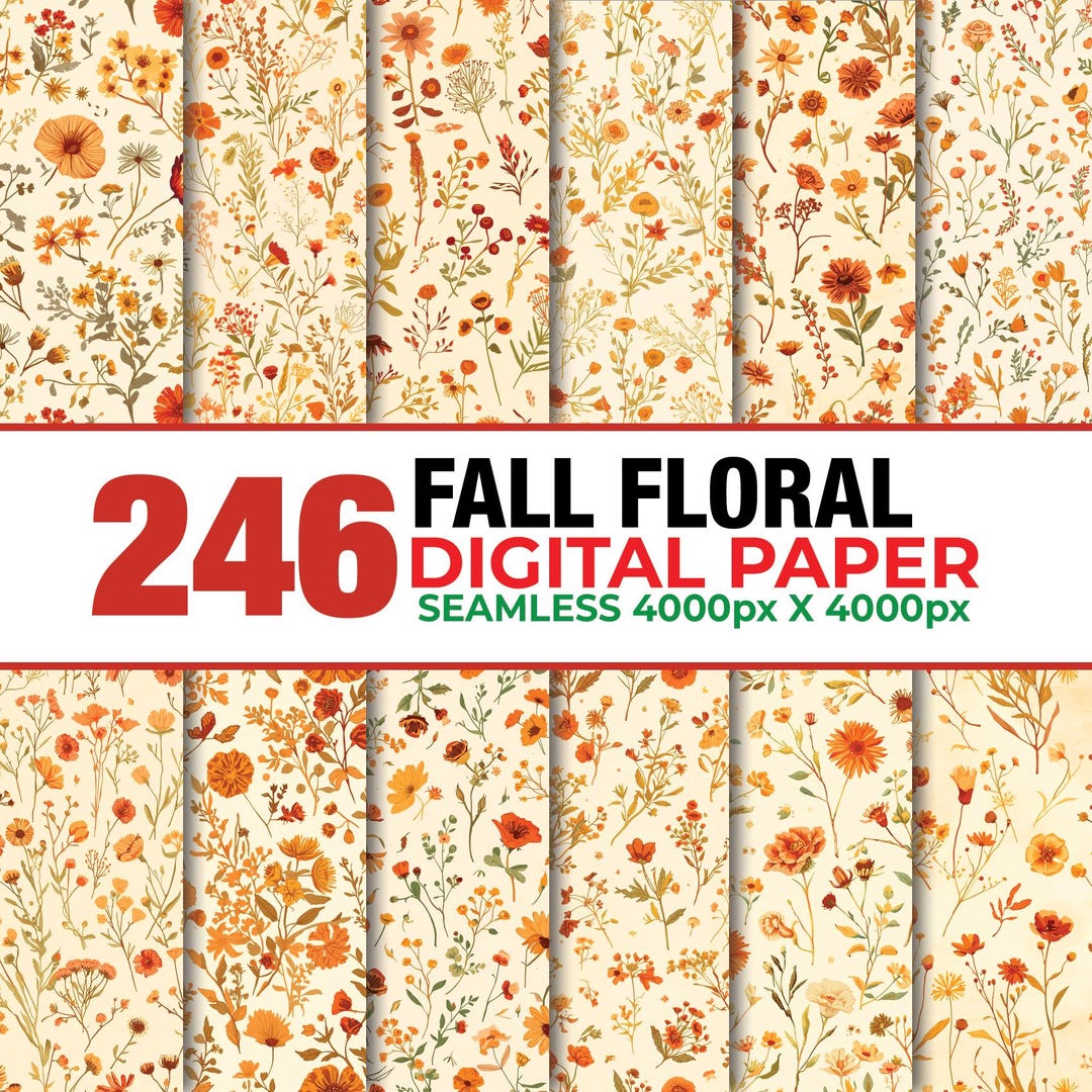 246 Fall Floral Seamless Digital Paper, Autumn Flower Digital Paper ...