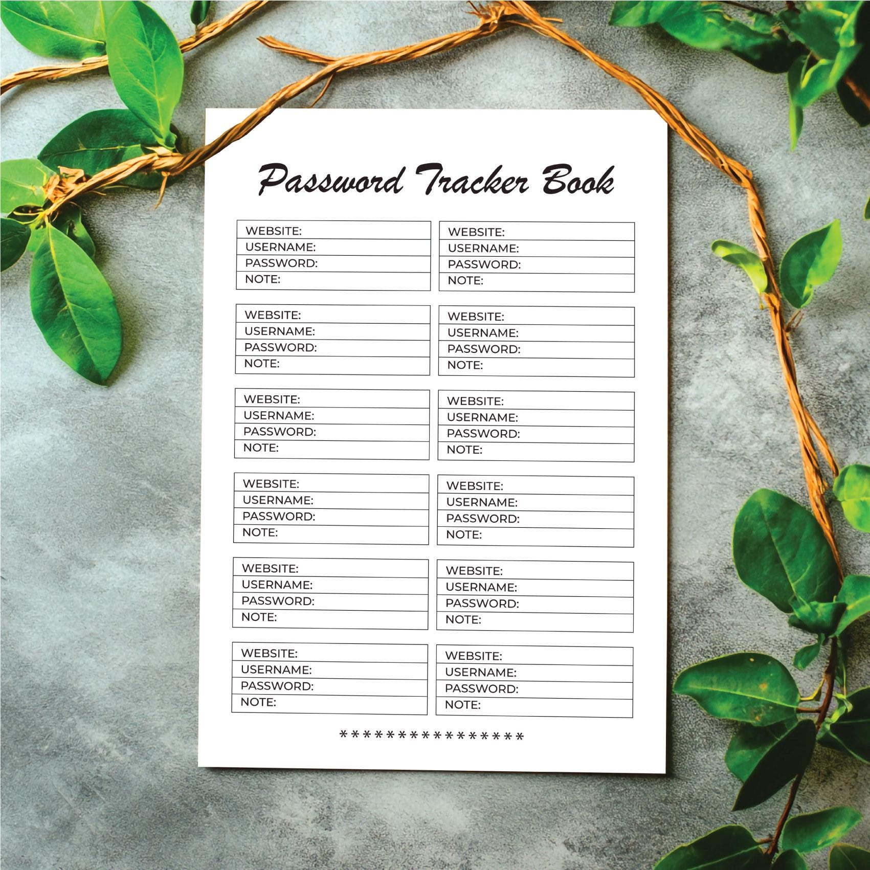 EDITABLE Password Tracker Printable, Log Password Keeper, Password ...