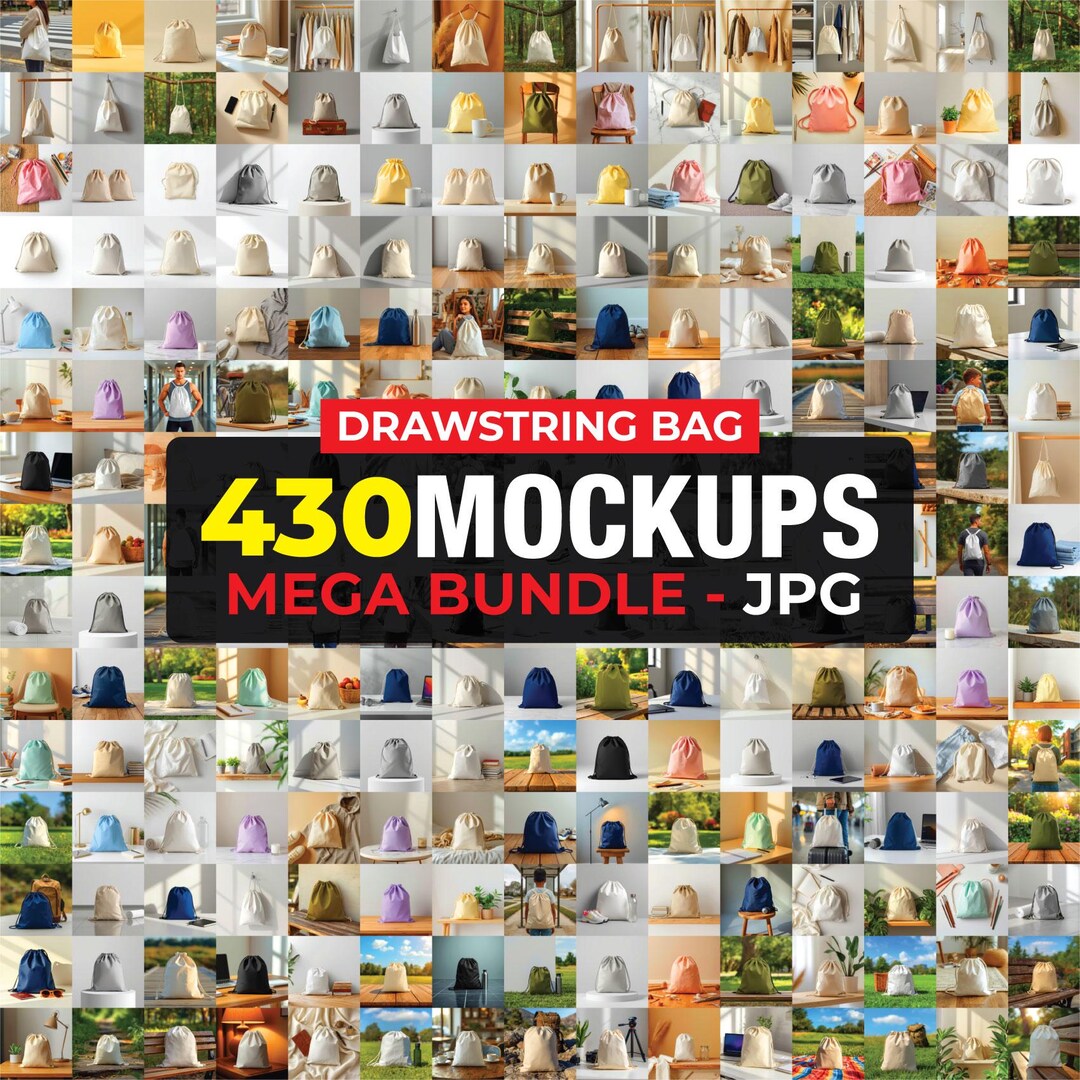 430 Drawstring Bag Mockup, Gym Bag Mockup, Drawstring Sack Mockup ...