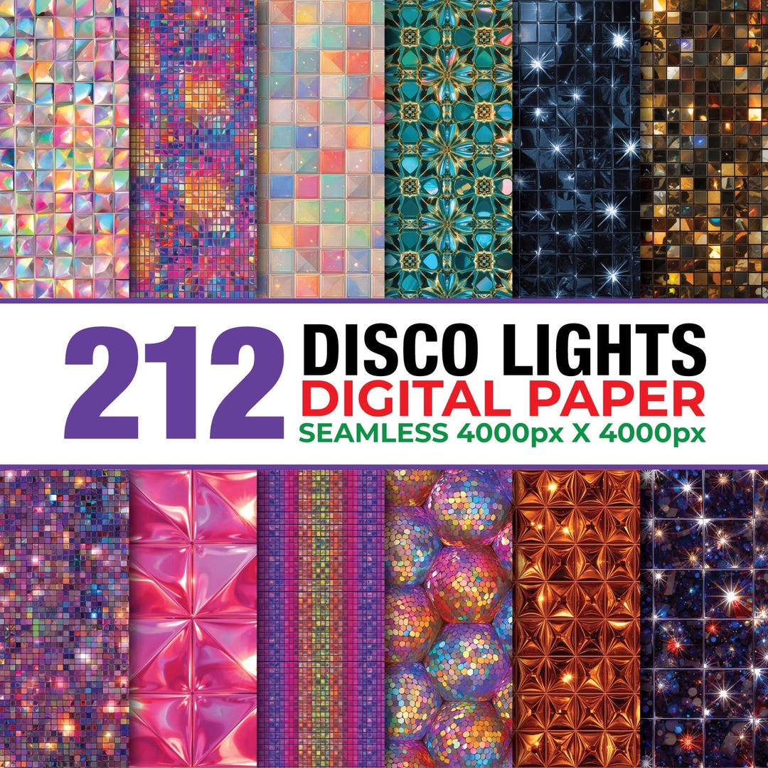 212 Disco Light Seamless Digital Paper, Disco Mirror Paper, Disco Ball ...
