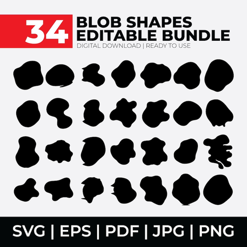 34 Abstract Blob Shapes SVG, Blobs SVG Bundle, Blobs SVG, Paint Svg ...