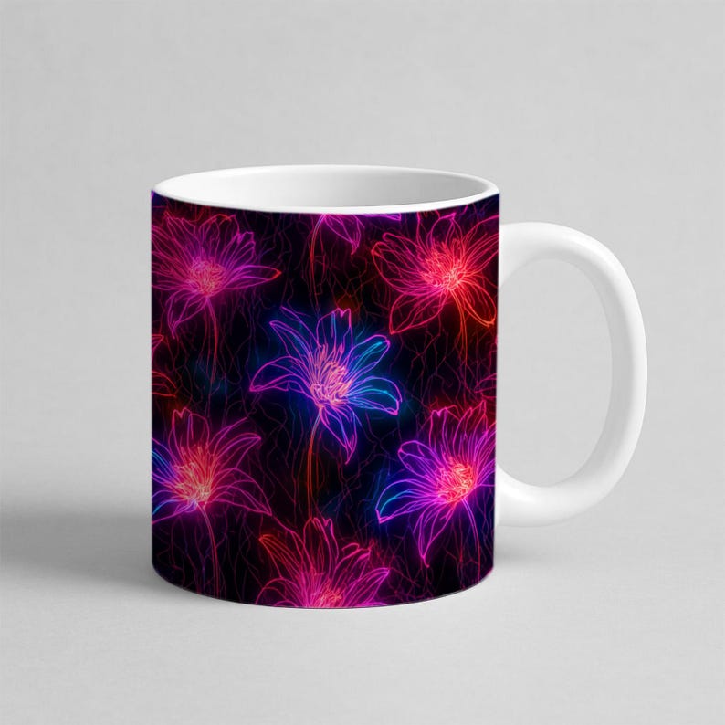 192 Neon Flowers Seamless Digital Paper, Bright Neon Flowers Digital ...