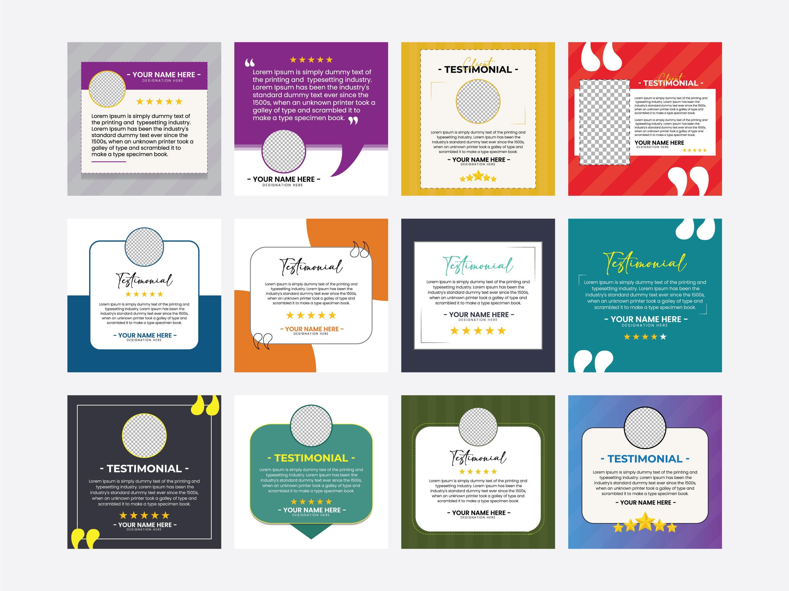 24 Client Testimonial Editable Template Bundle, Social Proof Templates ...