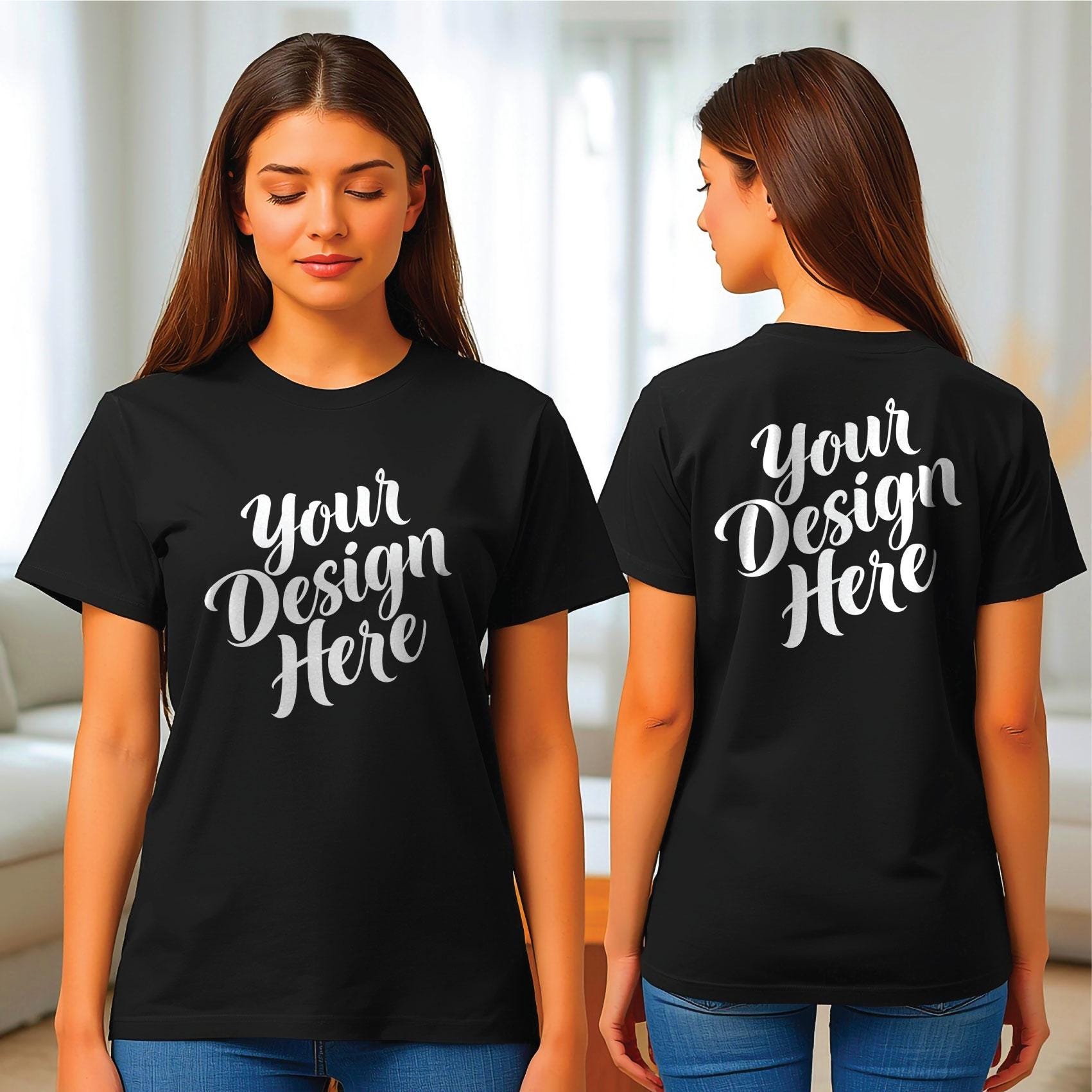 318 Front and Back View T-shirt Mockup Bundle, Comfort Colors Front ...