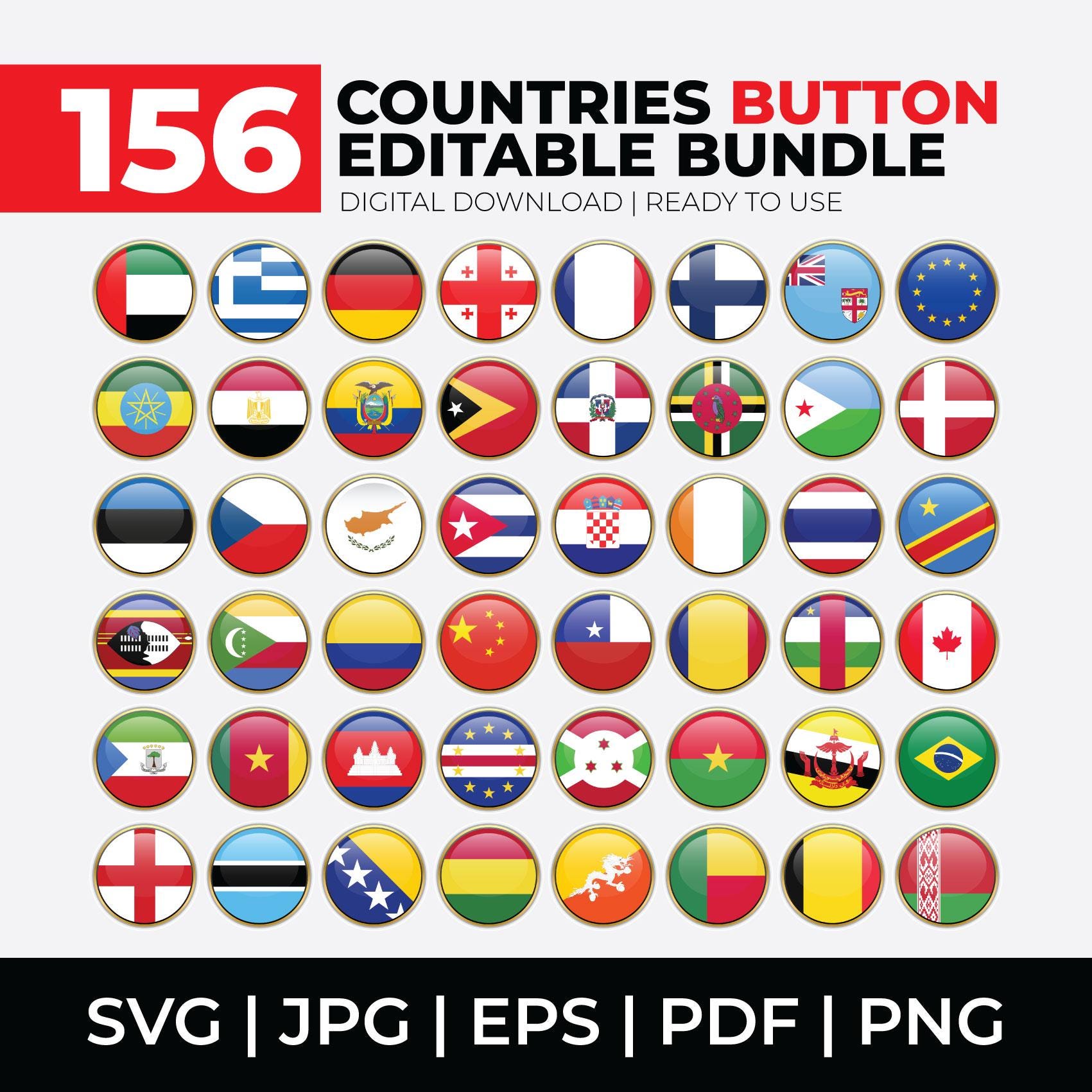 156 World Flag Button Clipart, International Flat Round Flags, Round ...