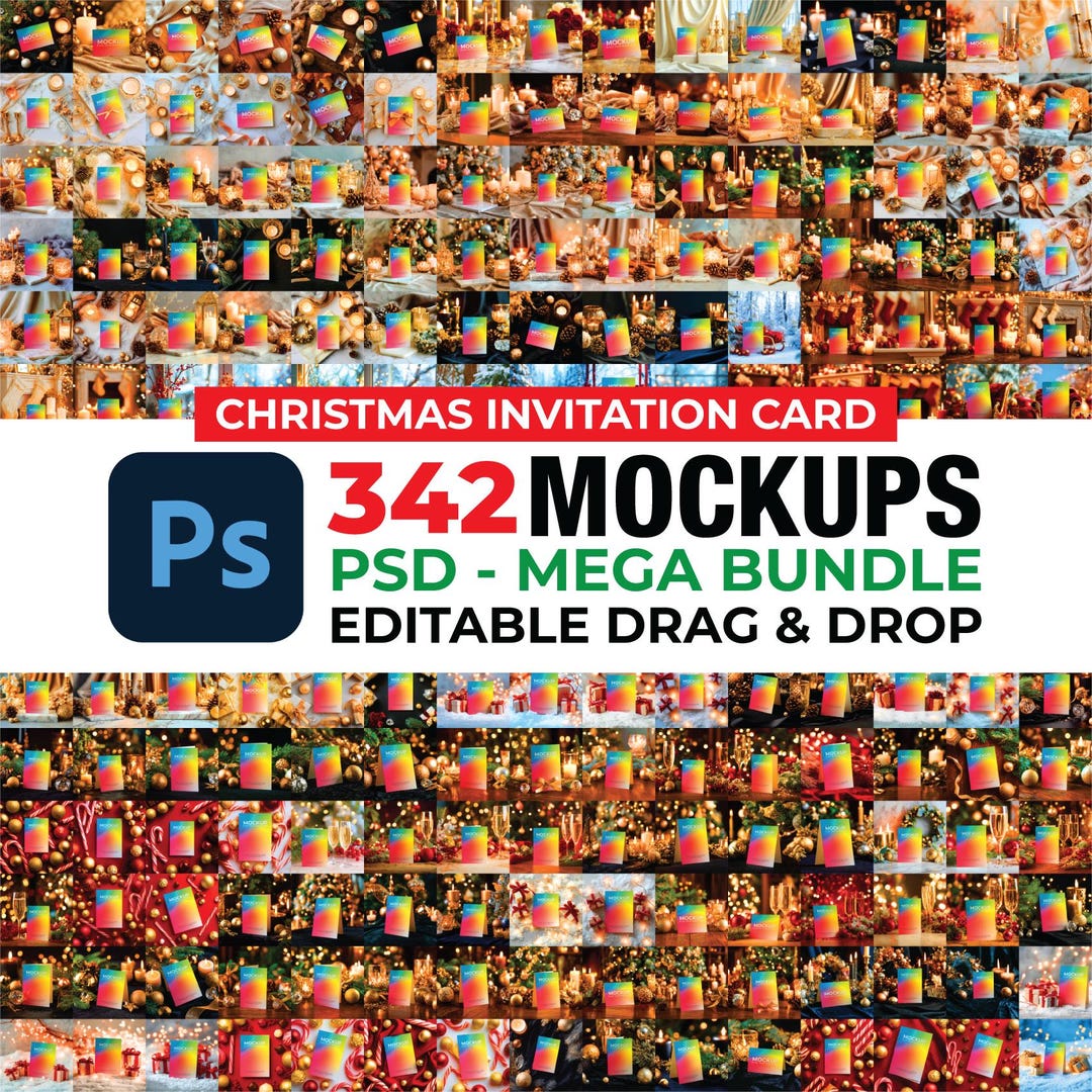 342 Christmas Card PSD Mockups, Boho Invitation, Menu (digital Download ...