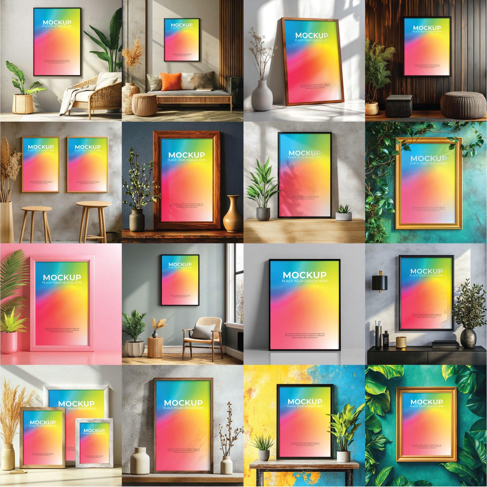 635 Frames Mockup Bundle, Frame Mockup Bundle, PSD Frames Bundle, Mega ...