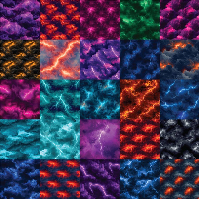 233 Lightning Seamless Digital Paper, Crackling Energy Digital Papers ...