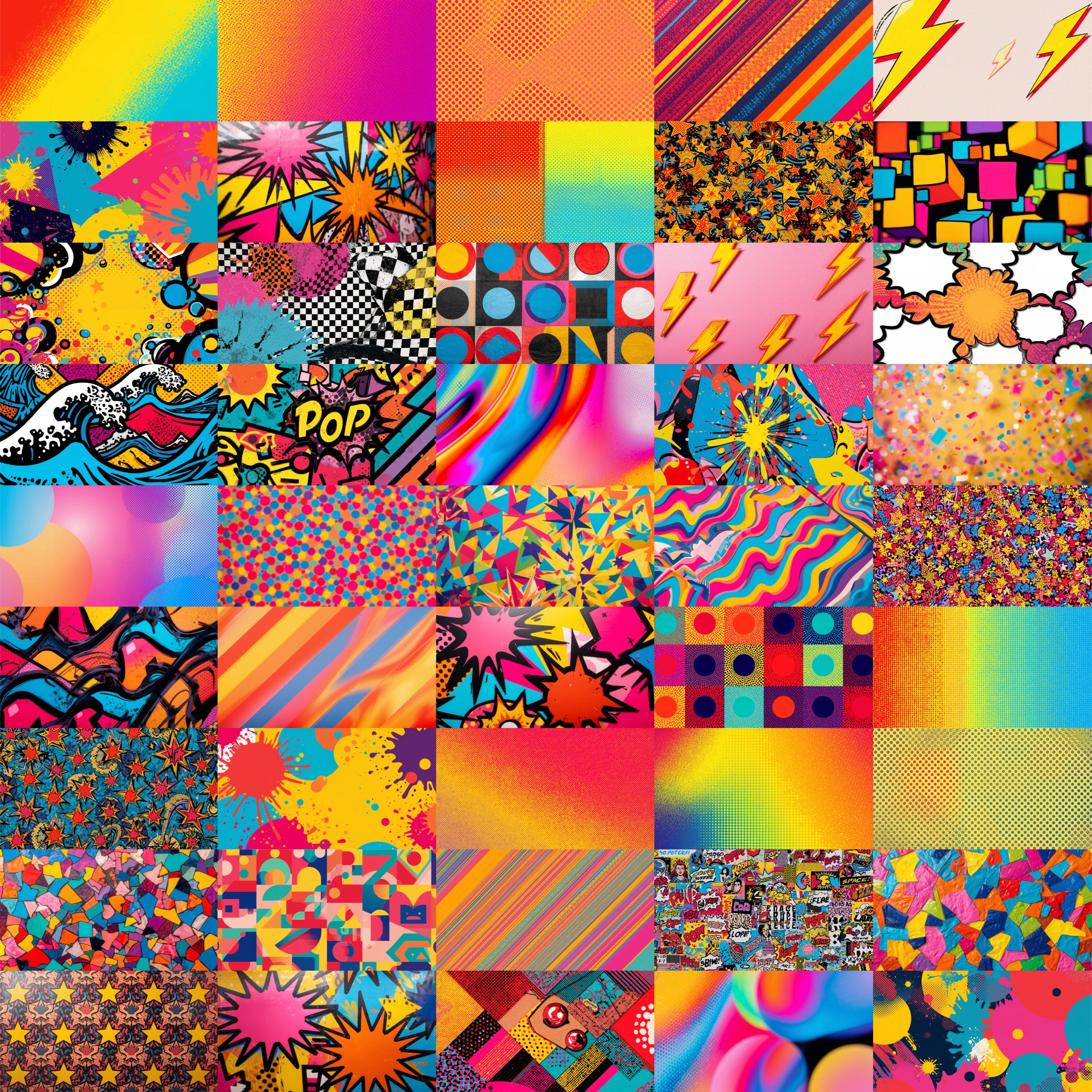 228 Pop Art Backdrop Bundle, Comic Book Backgrounds, Retro Halftone ...