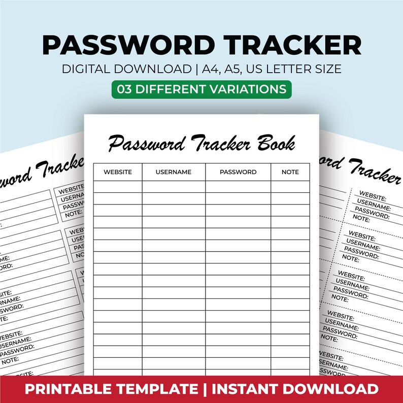 Editable Password Tracker Printable, Password Tracker, Password Log ...