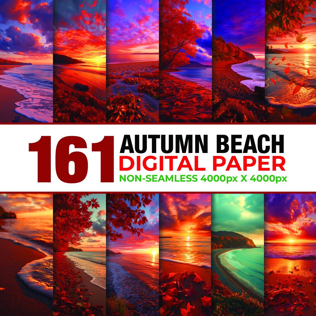 161 Sunset Beach Digital Paper, Summer Beach Paper, Summer Beach Sunset ...