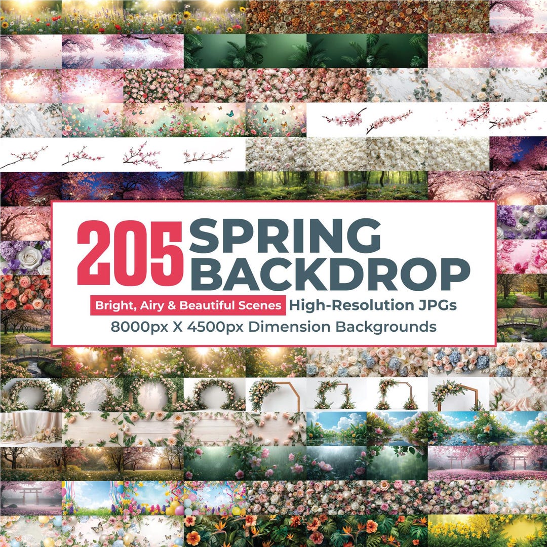205 Spring Floral Photography Backdrop Bundle, Spring Flower Garden ...