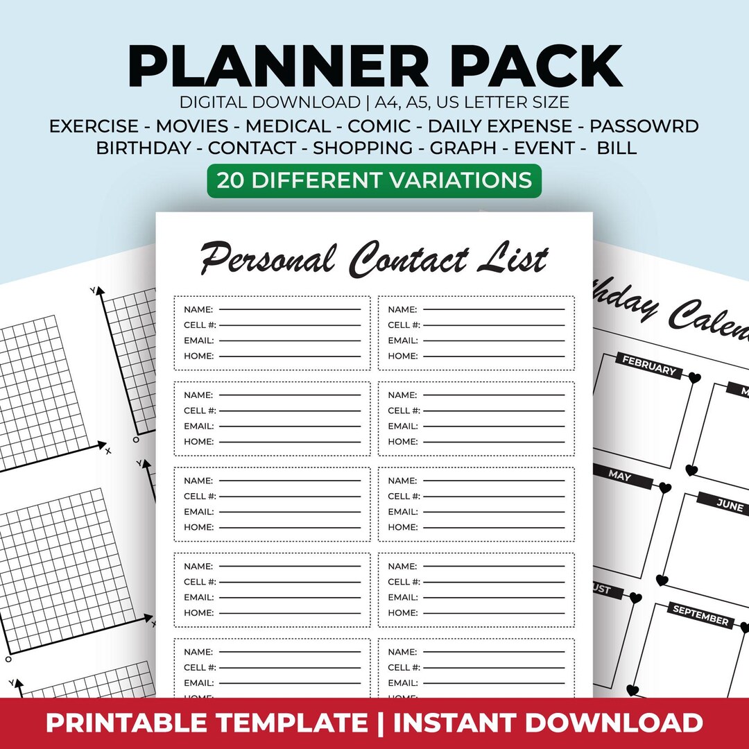 Printable Planner Bundle, Daily Weekly Monthly Planner, Low Content ...