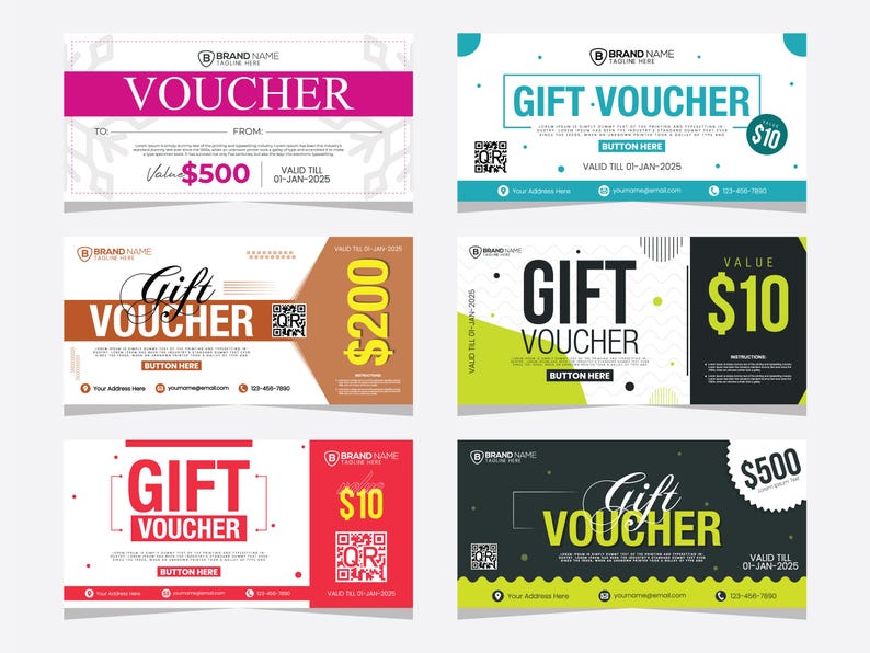 26 Gift Certificate Template Bundle, Gift Voucher, Gift Card, Printable ...