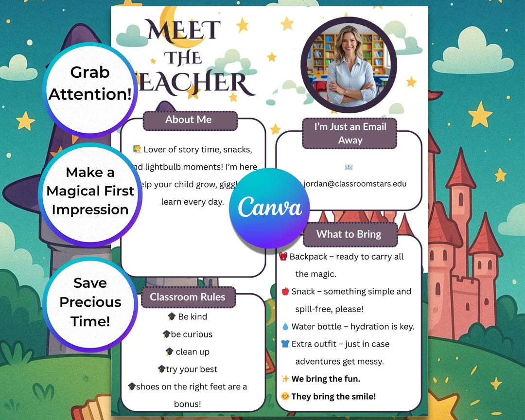 Magical Meet the Teacher Template | Editable Canva/ppt | Back to School ...