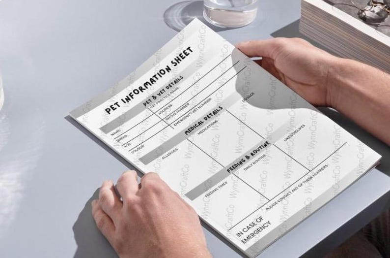 Pet Emergency Info Sheet | Printable PDF | Dog and Cat Emergency ...