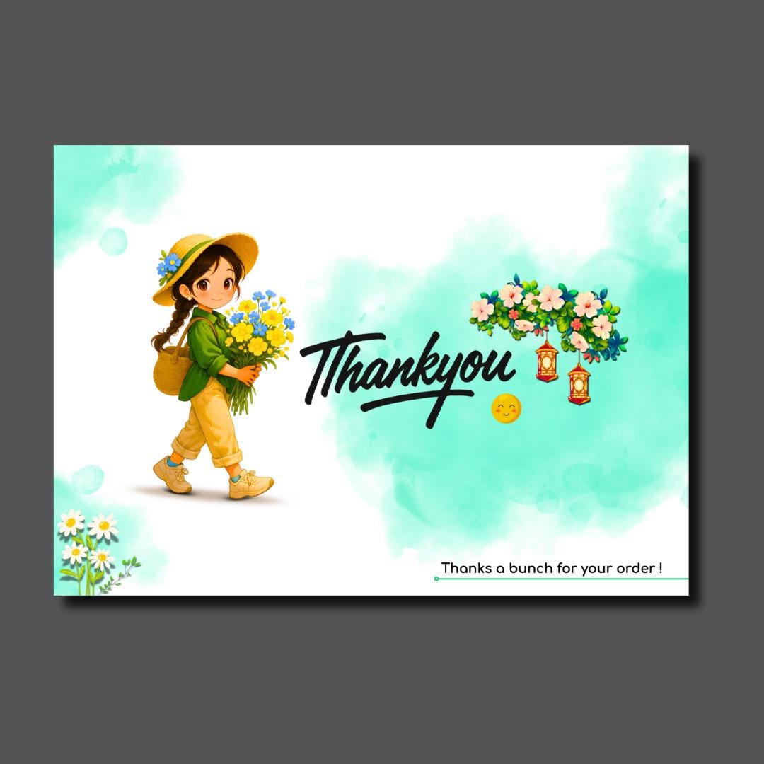 Kawaii Anime Thank You Card: Printable Note (digital Download, SVG, PNG ...