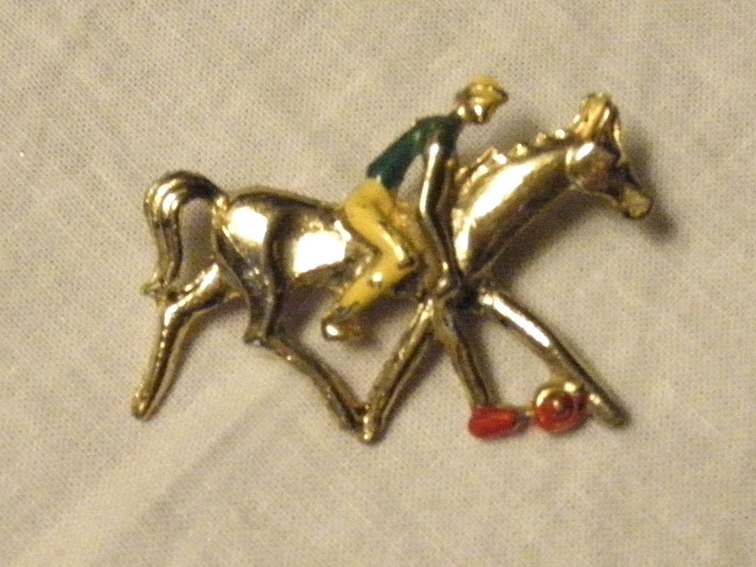Vintage Polo Player and Horse Brooch / Pin - Etsy