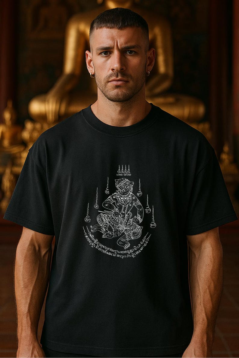 Hanuman Sak Yant Tattoo T-shirt: Thai Spiritual Warrior Graphic Tee - Etsy