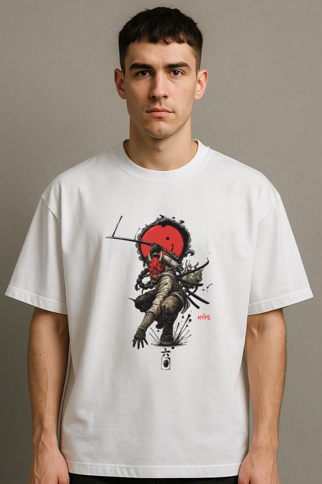Japanese Oni Warrior Shirt | Demon Mask Ronin Graphic Tee | Red Sun ...