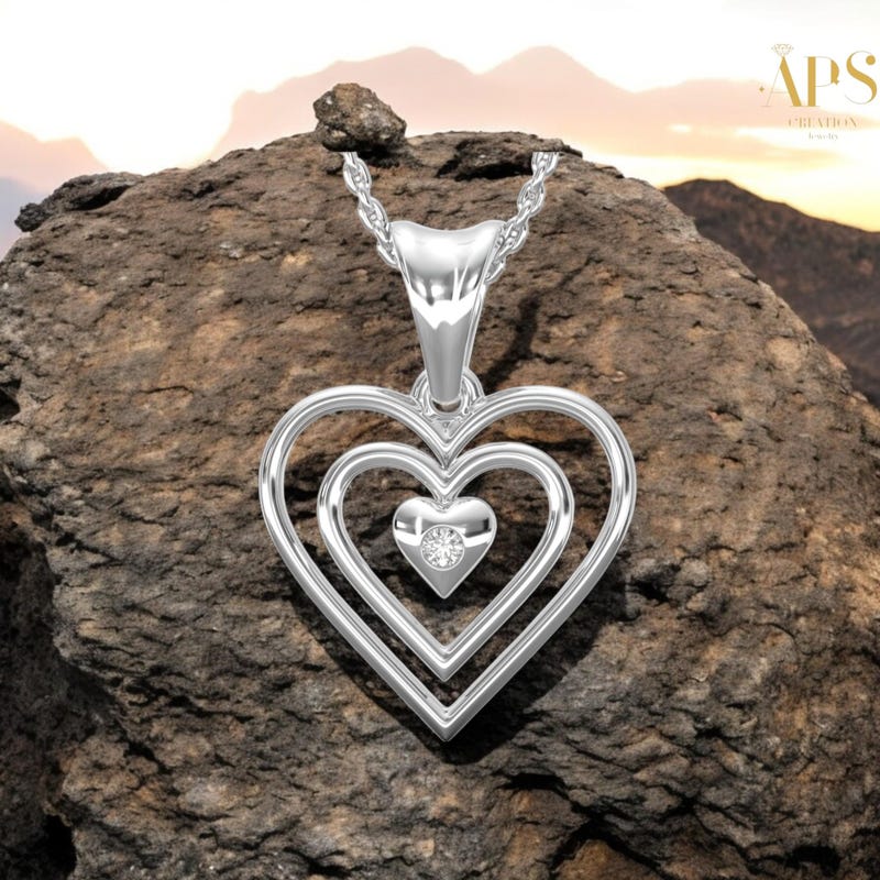 Triple Heart Pendant - Etsy