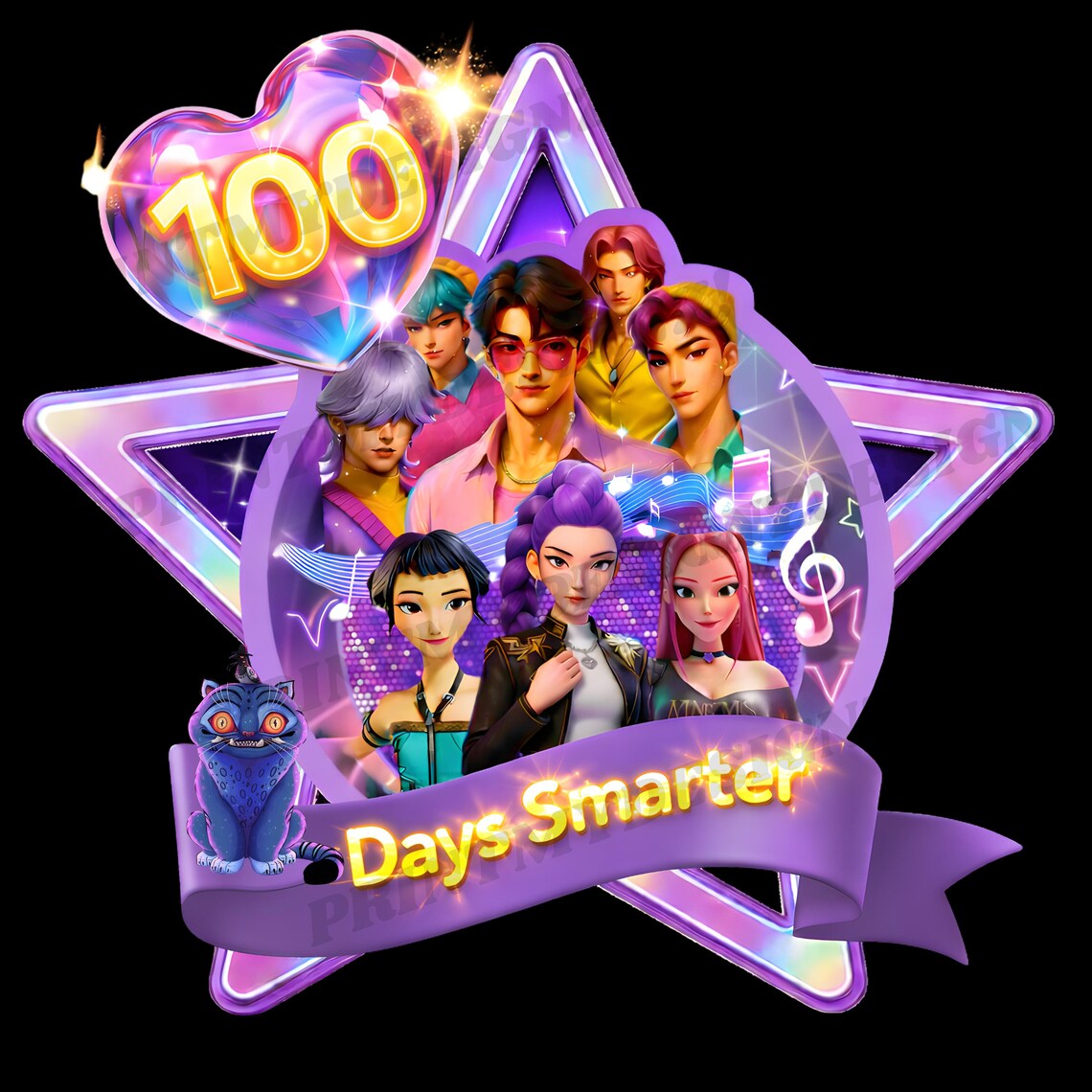 100 Days Smarter K-pop Png, 100 Days of School Png, 100 Days Demon Hunters Png, Saja Boys Girls ...