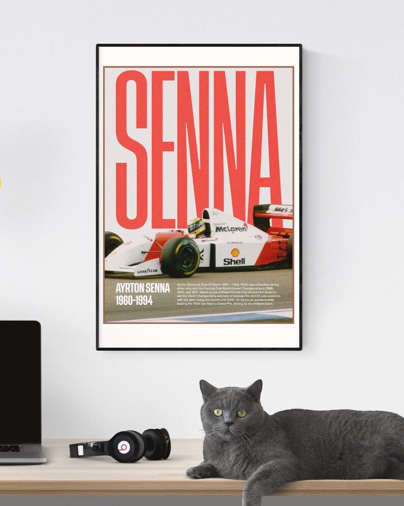 Ayrton Senna Digital Poster - Printable Wall Art - Sports Art - Formula ...