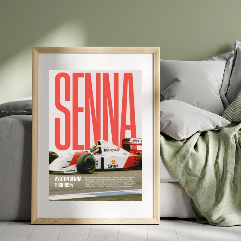 Ayrton Senna Digital Poster - Printable Wall Art - Sports Art - Formula ...