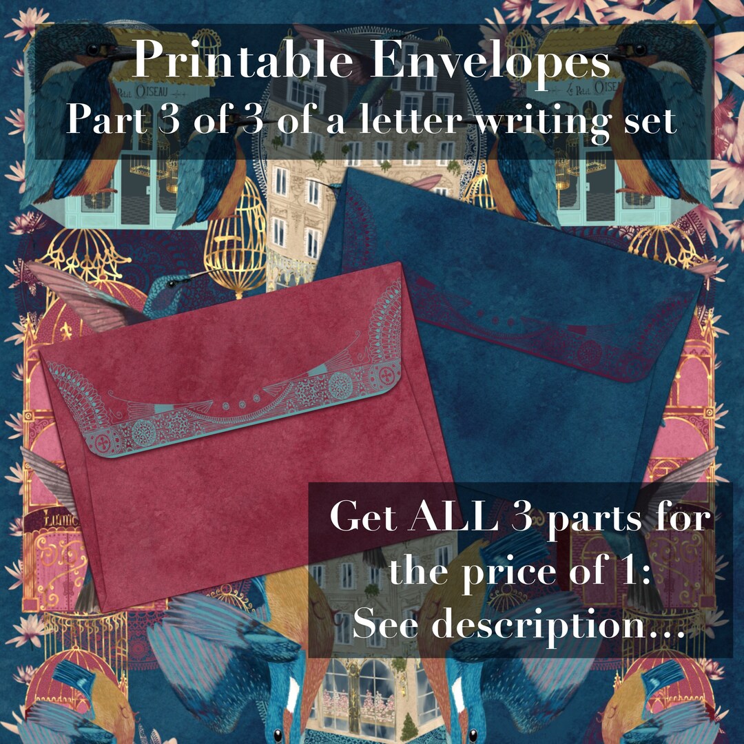 Part 3 of 3. Printable Matching Envelopes Letter Writing Set Paris Love ...