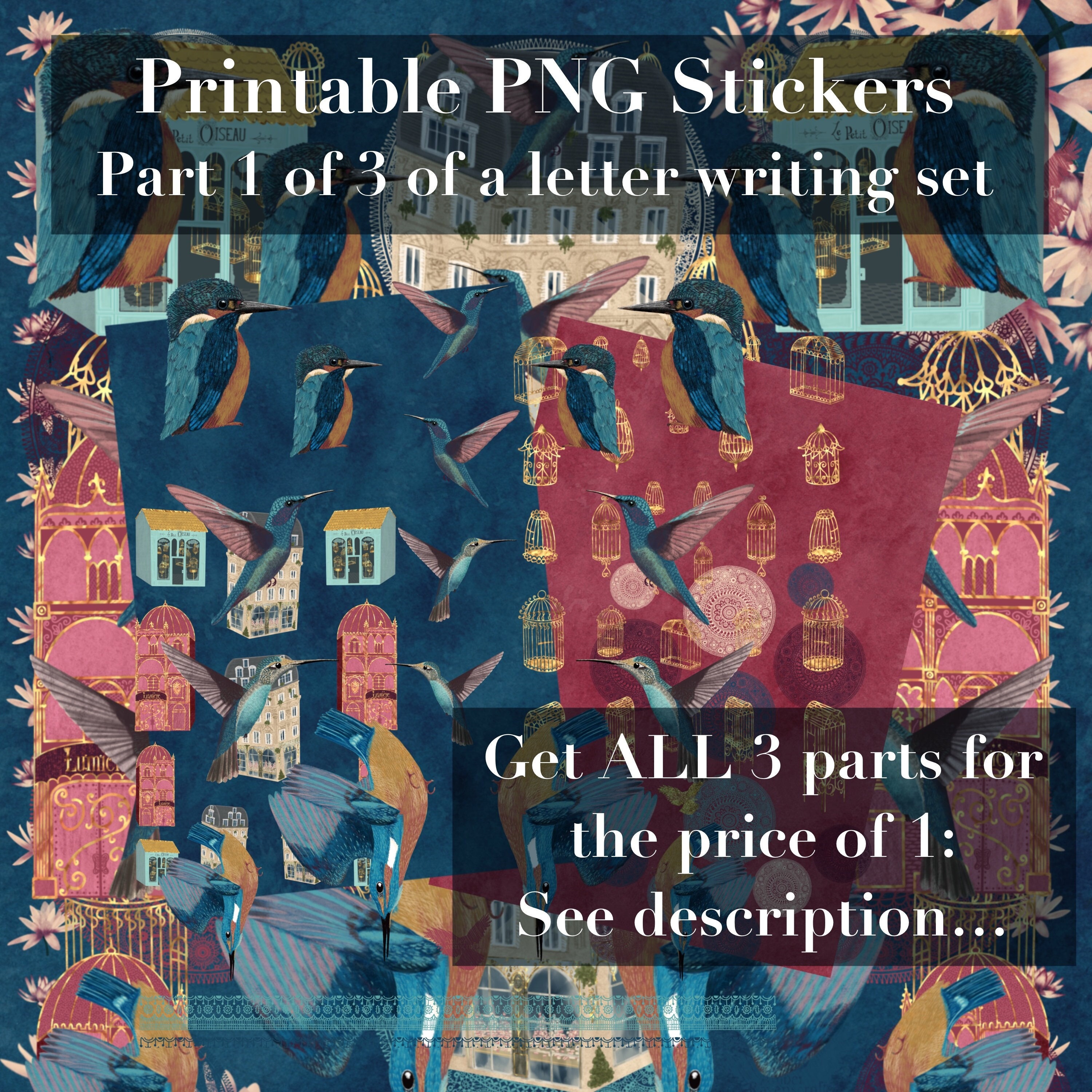 Part 1 of 3. Printable PNG Stickers for Letter Writing Set - Etsy Canada