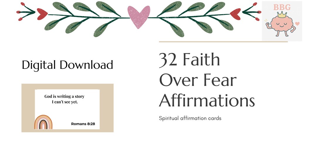 32 Faith Over Fear Brave Brain Girl BOHO Affirmation Spiritual ...