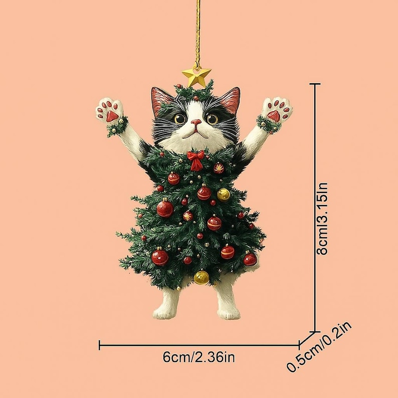 Cat Christmas Tree Ornament | Funny Xmas Hanging Decor - Etsy Australia