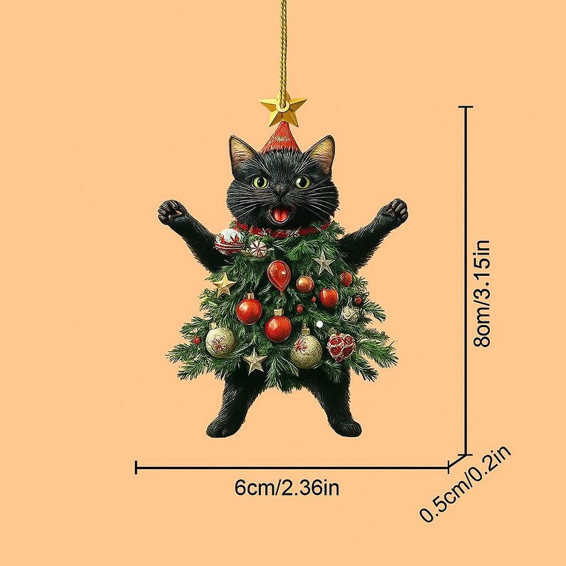 Cat Christmas Tree Ornament | Funny Xmas Hanging Decor - Etsy Australia