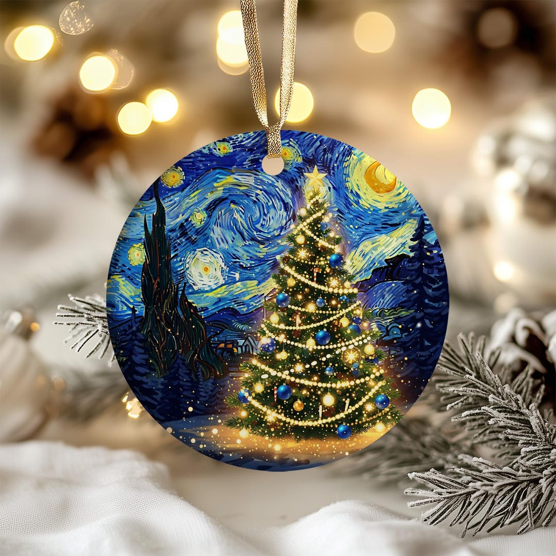 Van Gogh Starry Night Christmas Tree Ornament - Luminous Holiday Decor ...