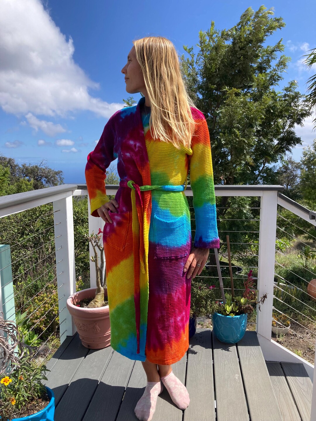 Tie Dye Waffle Weave Bath Robes | Sizes S/M and M/L Upcycled - Etsy