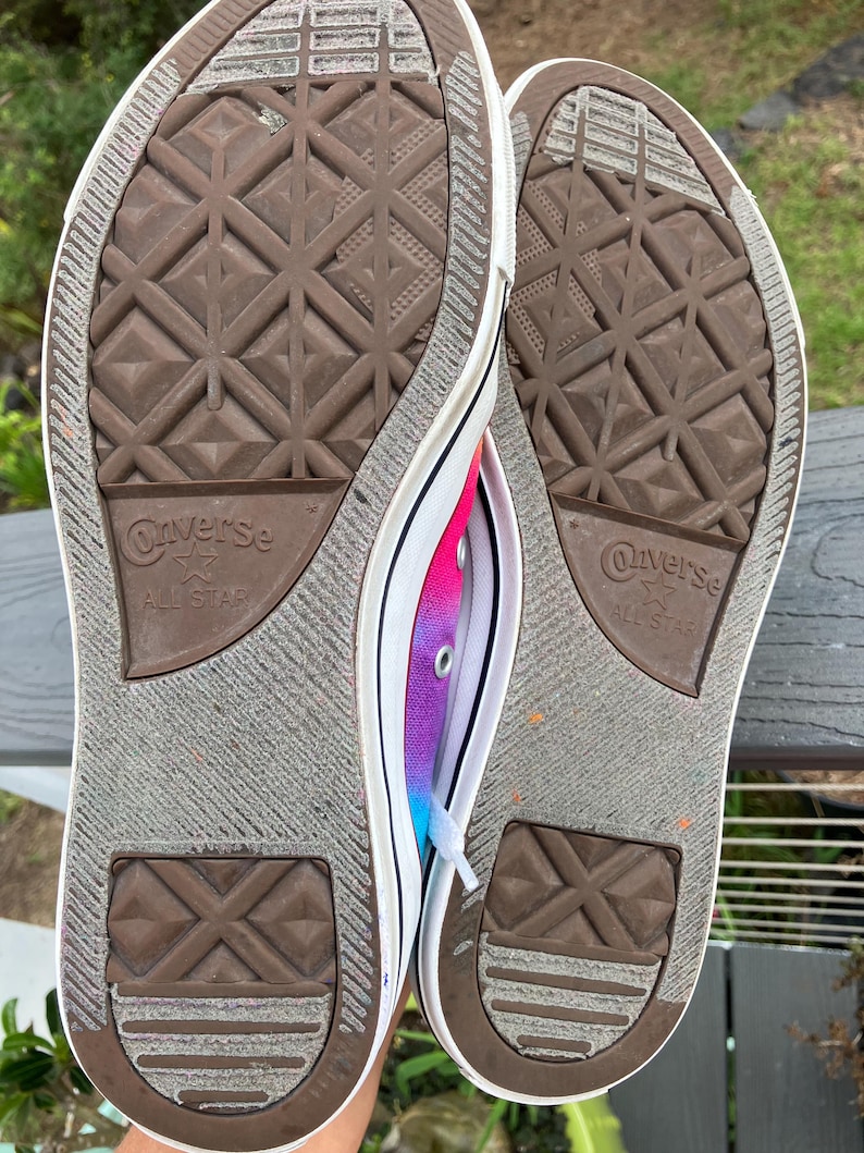 Tie Dye Rainbow Converse High Tops | Men's 9 Women's 11 Upcycled - Etsy