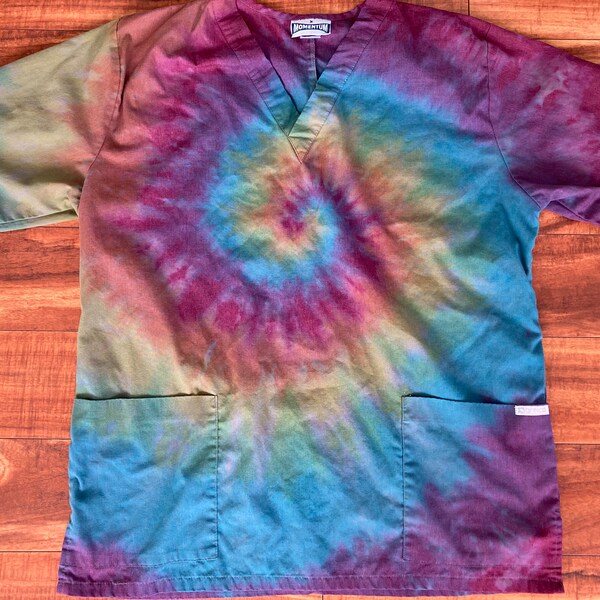 Tie Dye Scrub Top - Etsy