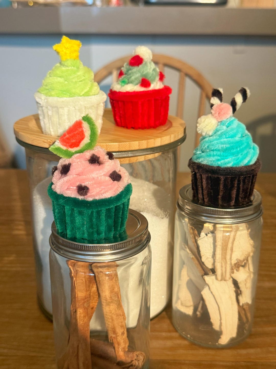 Cute Pipe Cleaner Cupcake Decoration | Plush Mini Dessert Ornament ...