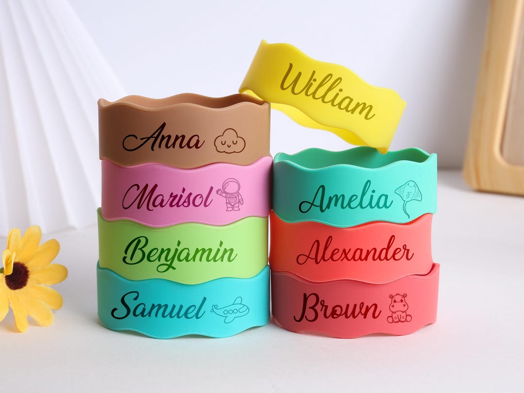 Custom Silicone Name Labels for Kid,personalized Silicone Bottle Bands ...