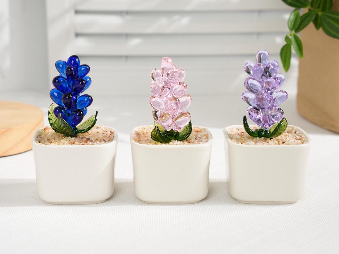 Custom Potted Plant Figurine,handmade Glass Cactus,stained Glass Plant ...