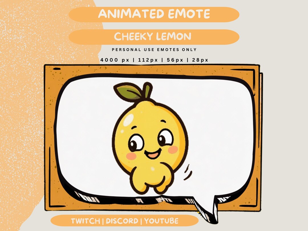 Kawaii Lemon Emote Cartoon Fruit Emoji Discord Twitch Overlay Funny ...