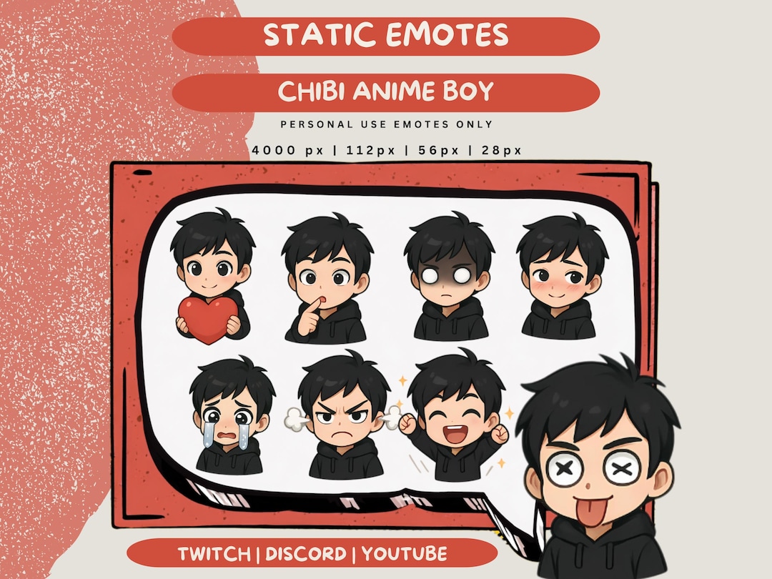 Twitch Emotes Boy Anime Chibi Emotes Cute Male Emote Pack Discord ...