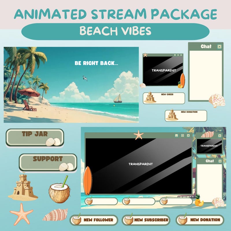Vtuber Overlay Beach Fantasy - Etsy
