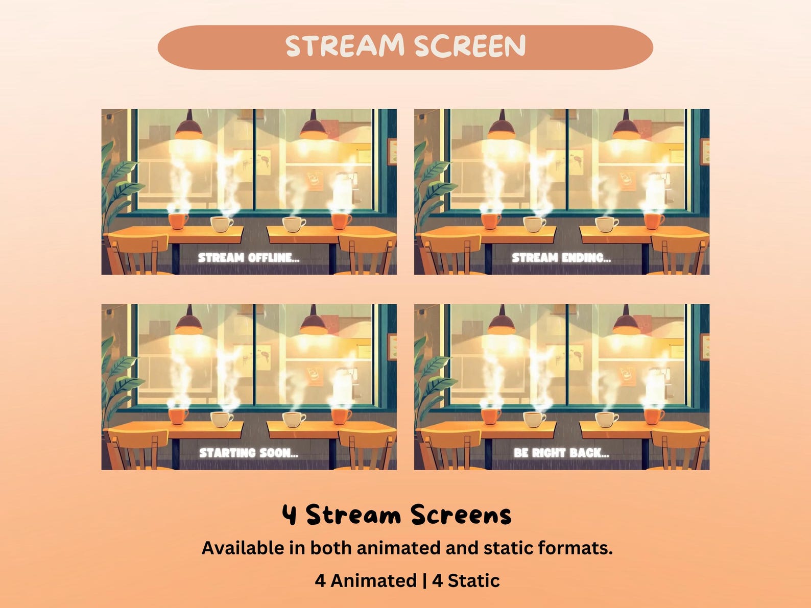 Cozy Stream Package Animated Twitch Overlay Lofi Cafe Stream Overlay ...