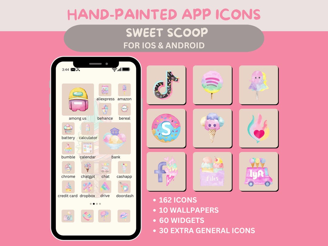 Summer Days Aesthetic Icon Pack Ice Cream App Theme Ios Custom Icons ...