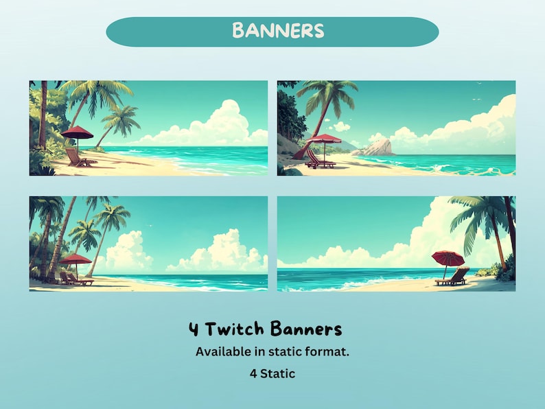 Summer Stream Pack Animated Stream Package Beach Twitch Overlay Vtuber ...