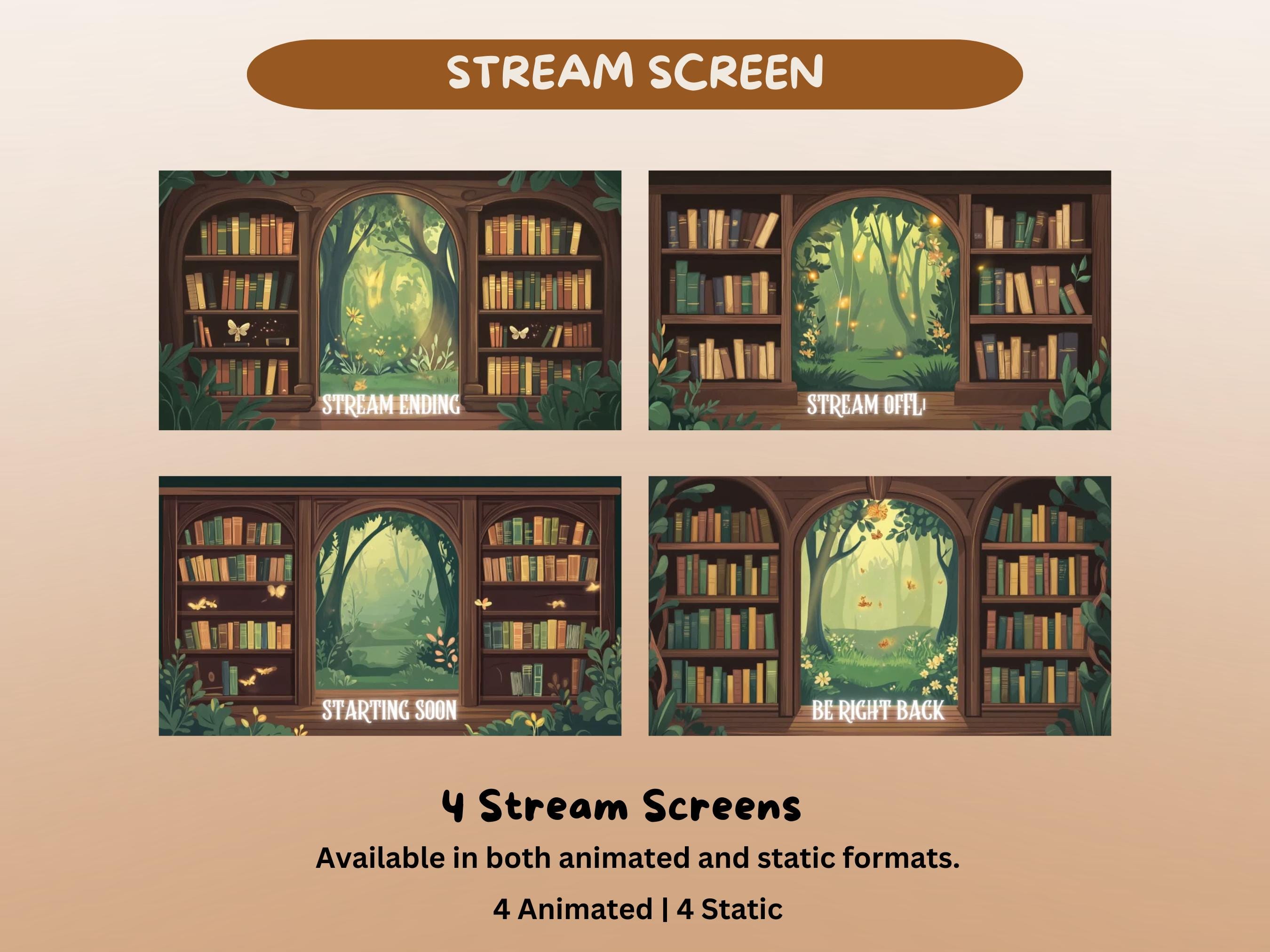 Cozy Cottagecore Bookstore Twitch Overlay Full Stream Package Animated ...